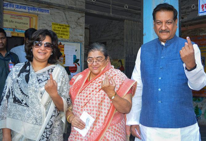 Former Maharashtra CM Prithviraj Chavan, his wife Satvasheela and ...