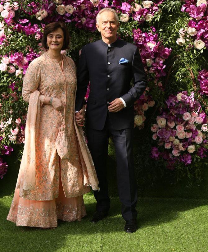 Former British Prime Minister Tony Blair and his wife Cherie Blair came ...