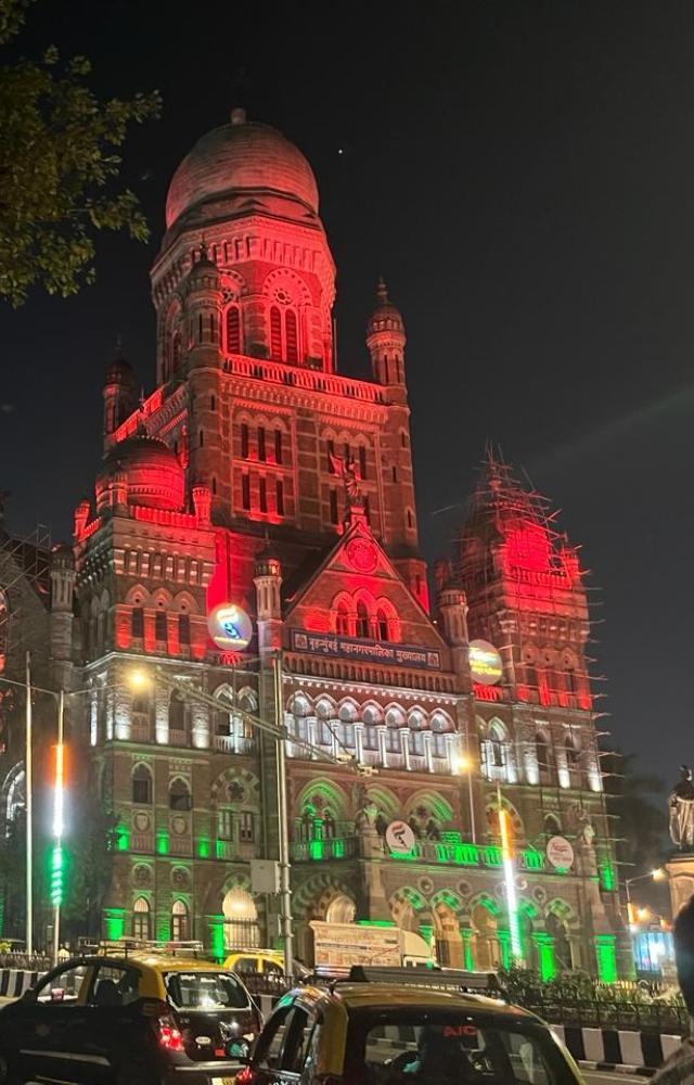 South Mumbai buildings lit in tricolour