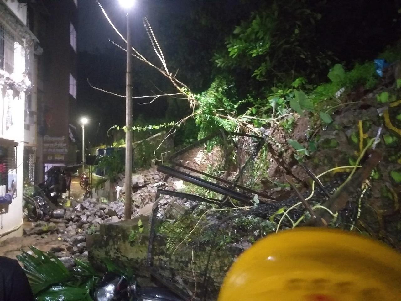 In Photos: 20 two-wheelers damaged as housing complex wall collapses in ...