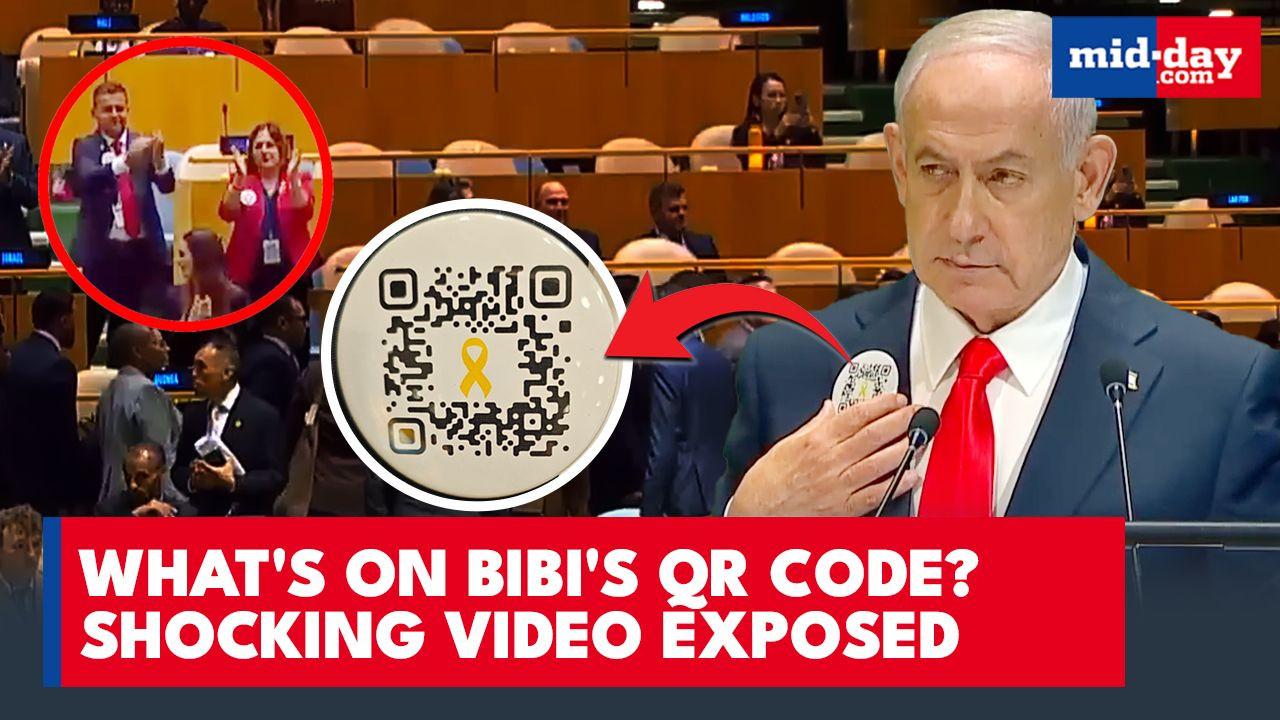You can remember Oct 7...’’ | Netanyahu wears QR code pin at UN, sparking global walkouts - WATCH
