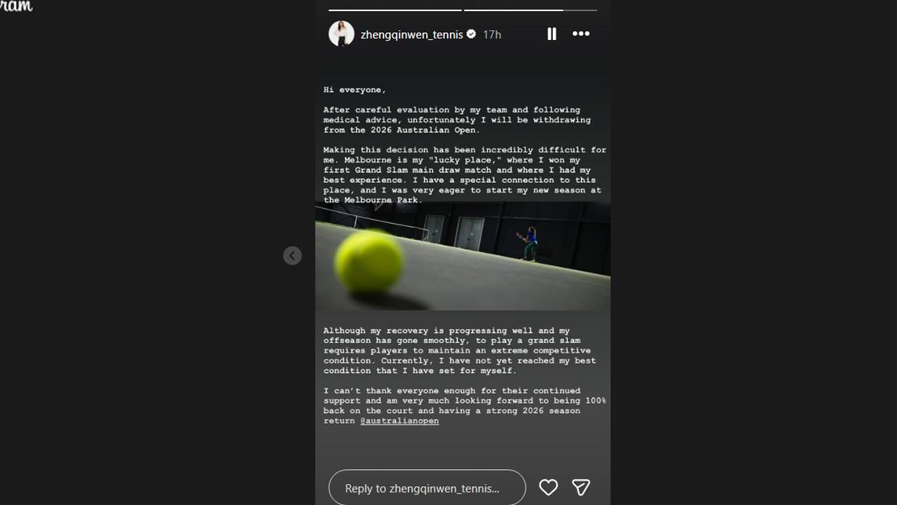 Olympic champ Zheng Qinwen out of Australian Open